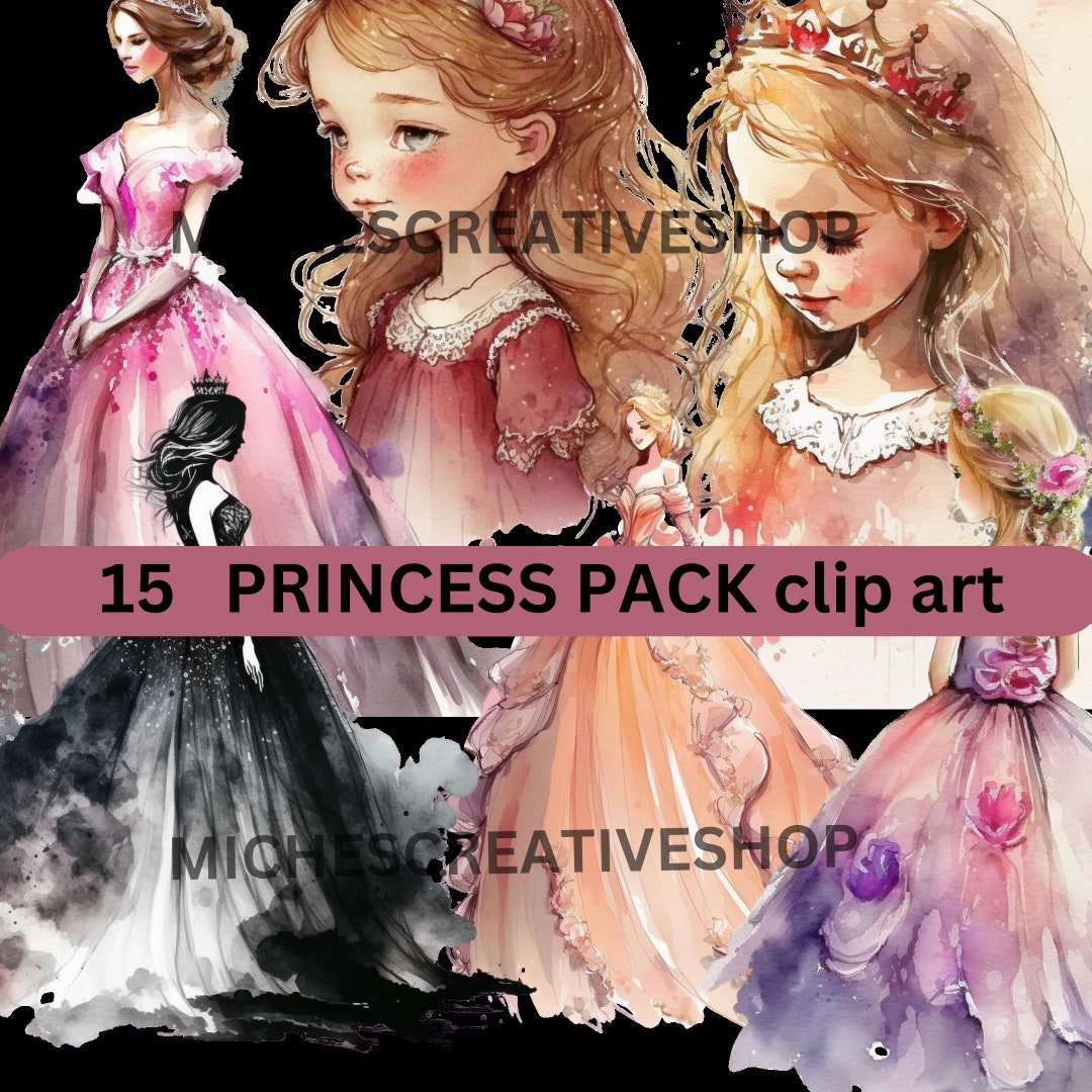 PRINCESS PACK Watercolour Clip Art Digital Images Only 400 Dpi ...