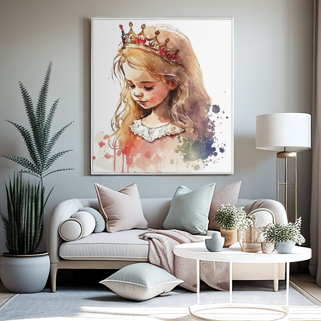 PRINCESS WALL ART Amazing Watercolour Princess Beautiful Colours and ...