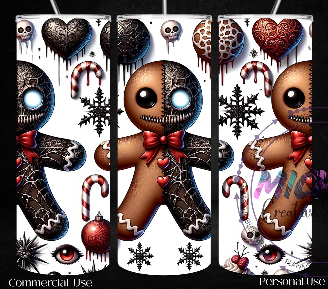 Creepy Gingerbread Man Digital, Goth Holiday PNG, Spooky Season Tumbler ...