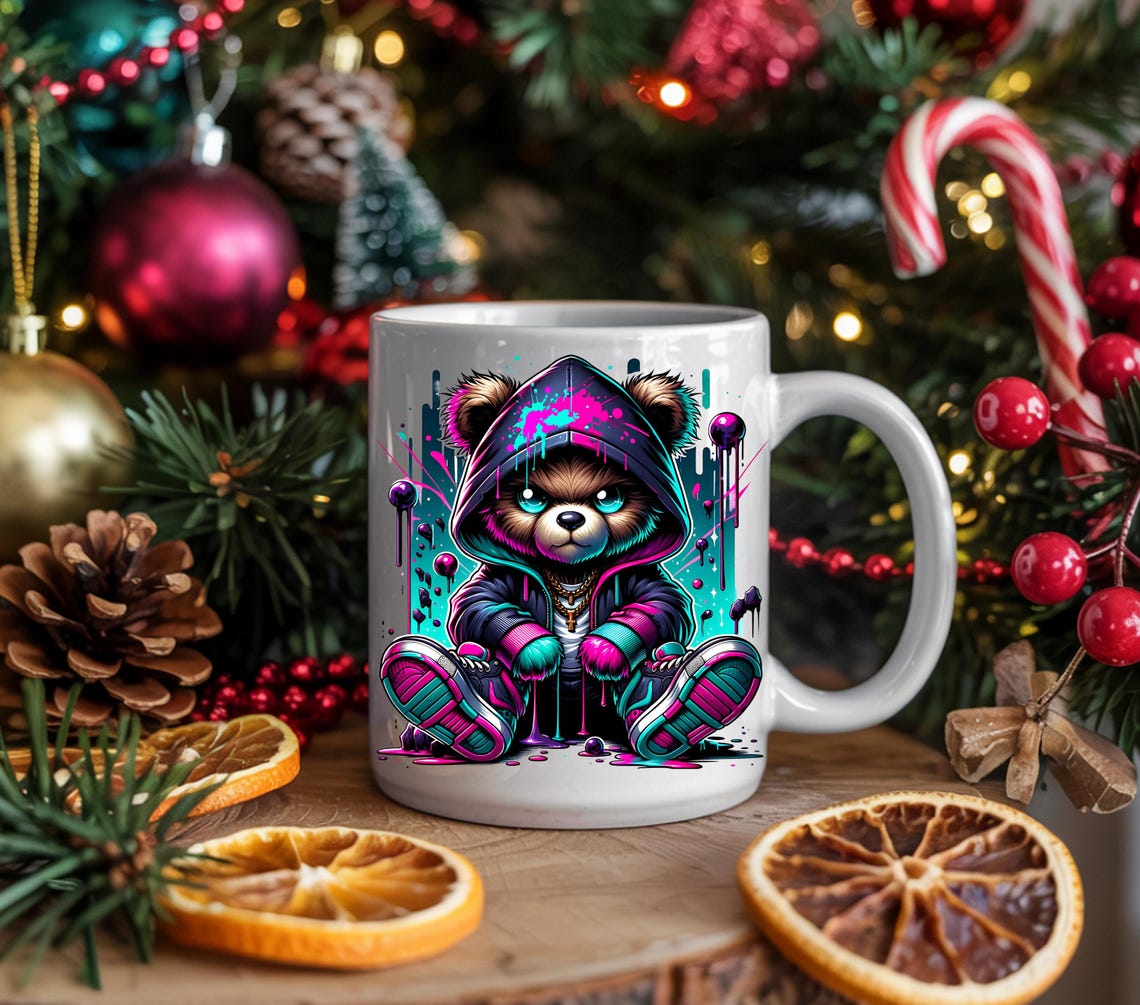 Neon Hip Hop Teddy Bear Clipart – Graffiti Drip PNG (digital Download ...