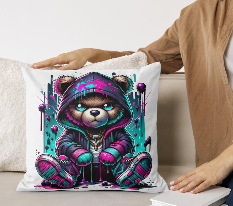 Neon Hip Hop Teddy Bear Clipart – Graffiti Drip PNG (digital Download ...