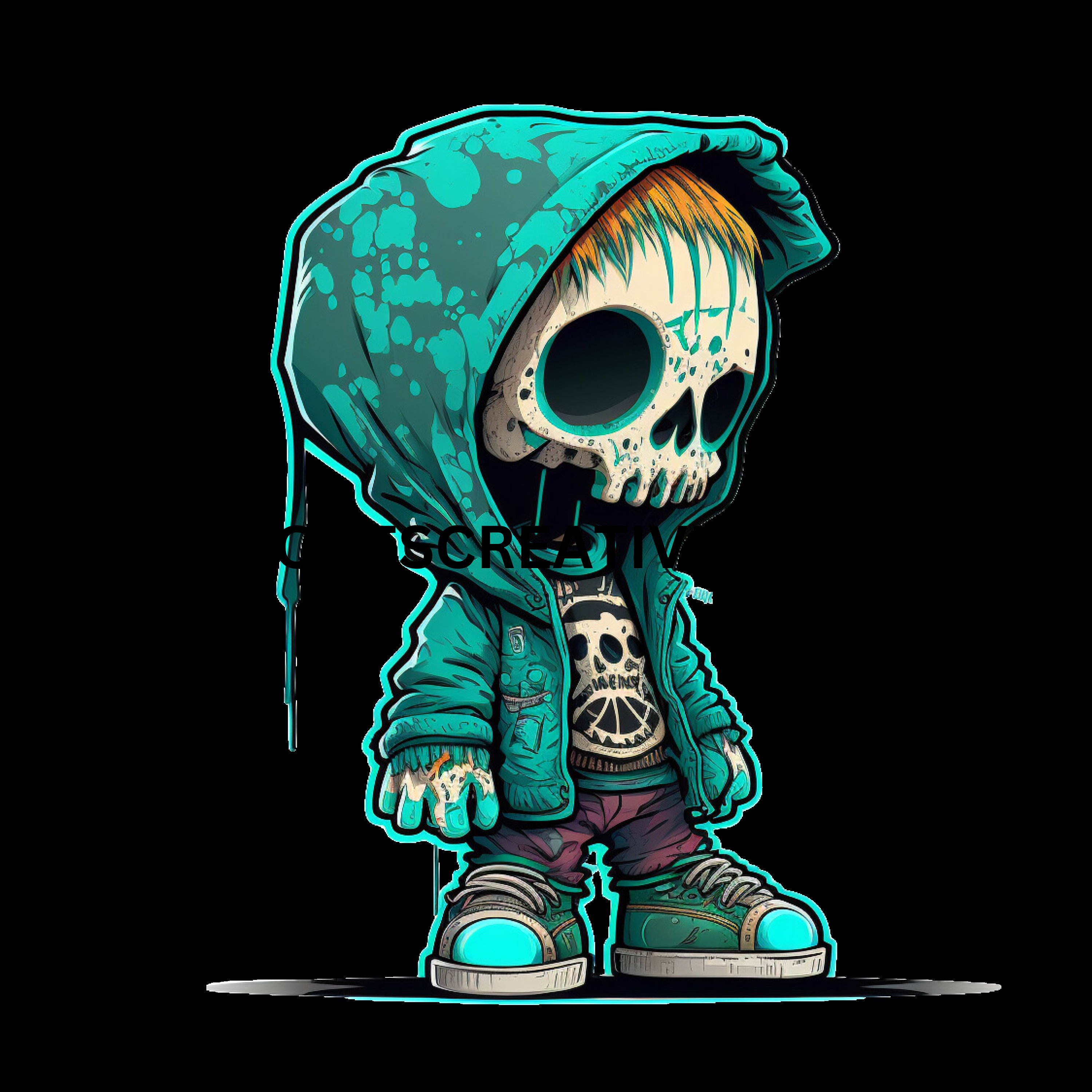 SKELETON MAN, in Neon Colours, Digital Image Only, 400 Dpi, Neon ...