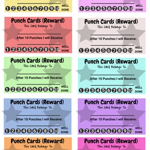 PRINTABLE PUNCH CARDS for Kids Incentive Reward Card Tracker for ...