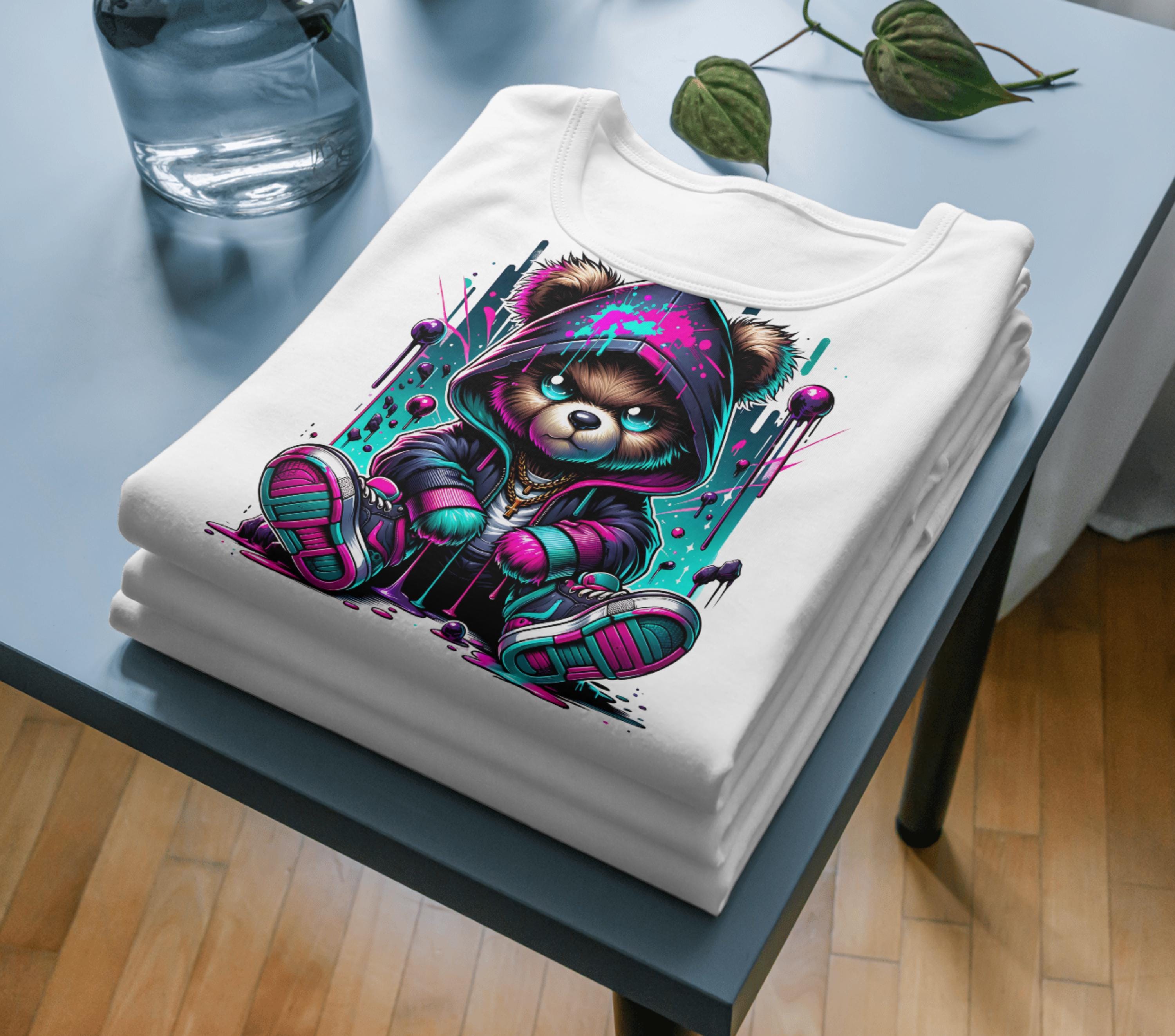 Neon Hip Hop Teddy Bear Clipart – Graffiti Drip PNG (digital Download ...