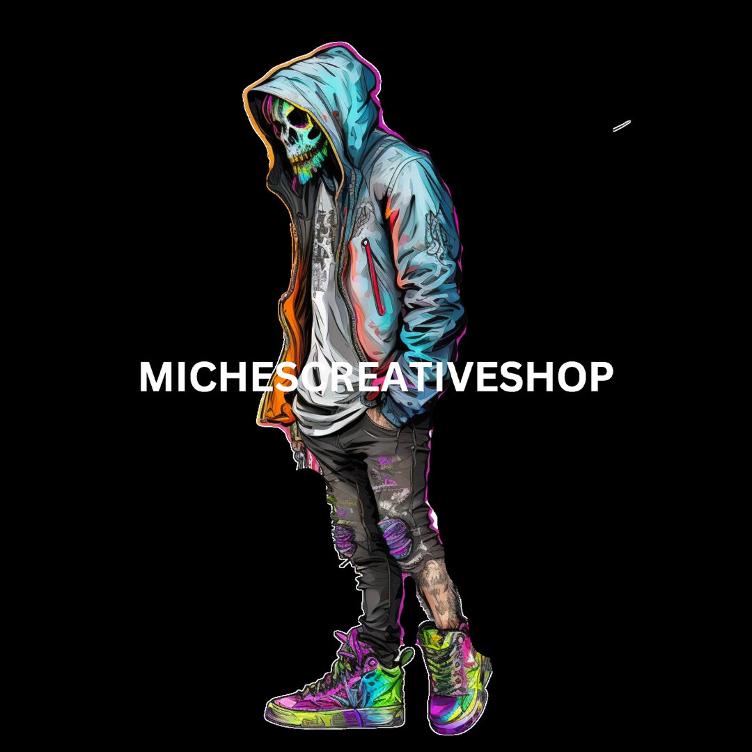 SCARY SKELETON MAN in Neon Colours Digital Image Only 400 Dpi Neon ...