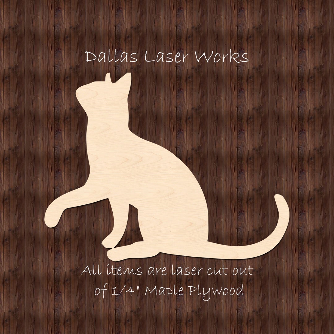 Cat Shape Cutout-laser Cut Wooden Cat Shape-wood Cat Cutout - Etsy