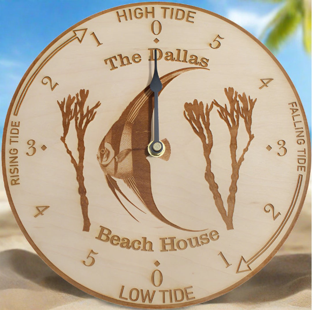 Personalized Engraved Angel Fish Tide Clock - Etsy
