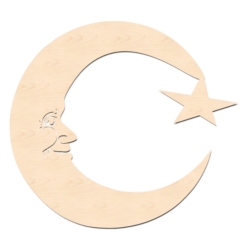 Moon-Wooden Moon Face Shape-Moon Cut Out | Etsy