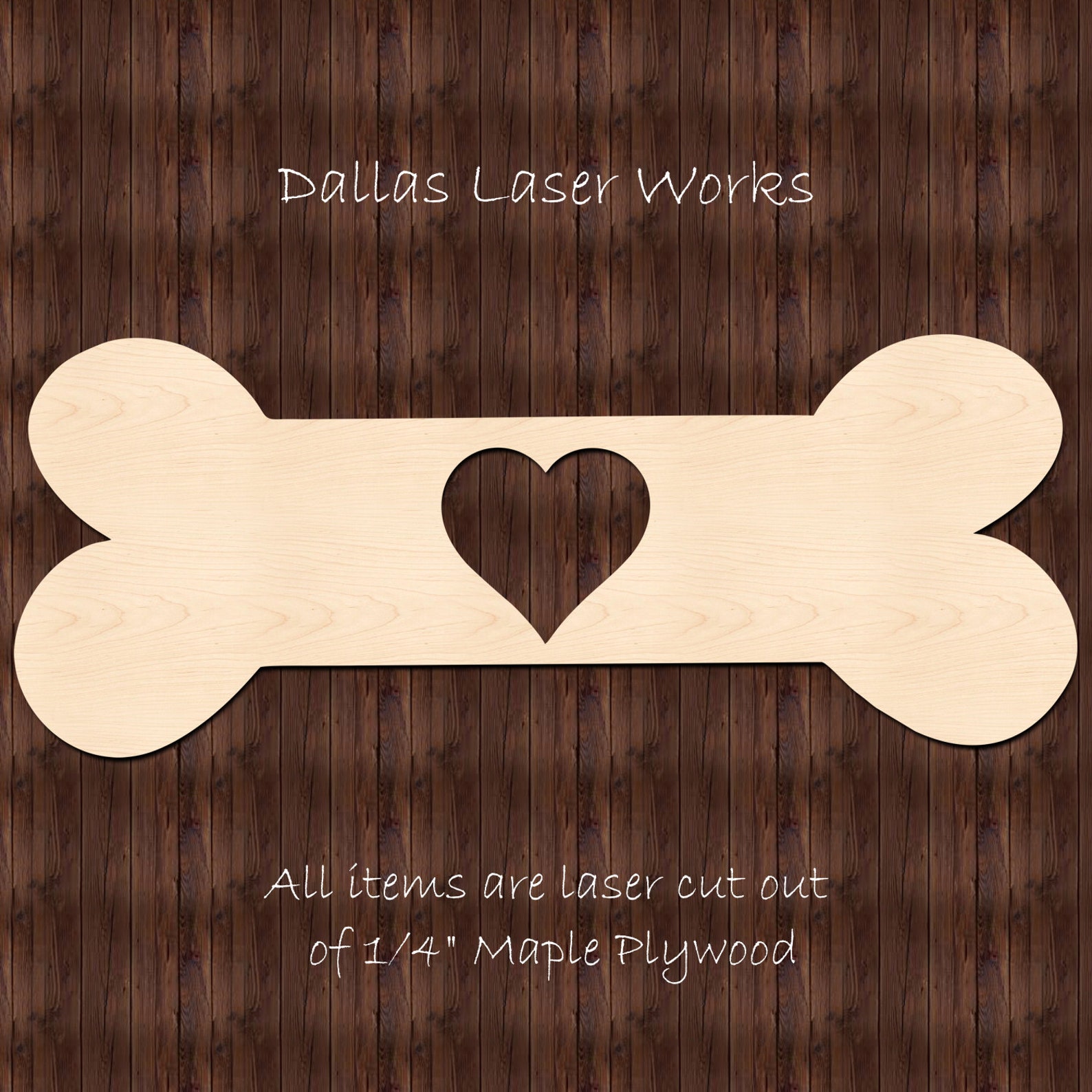 Dog Bone With Heart Cutout-wooden Dog Bone Heart Shape - Etsy