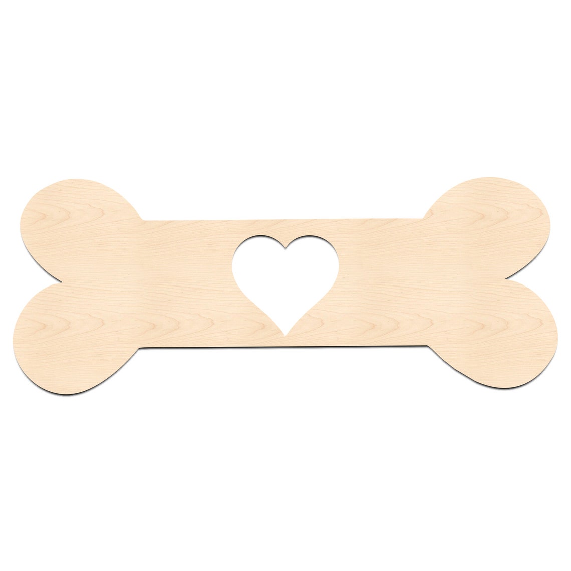 Dog Bone With Heart Cutout-wooden Dog Bone Heart Shape - Etsy