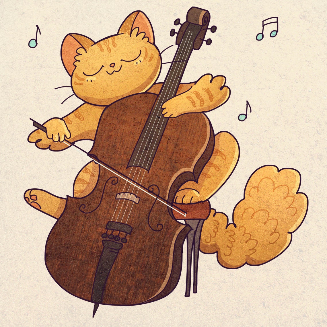 Cello Cat Print - Etsy