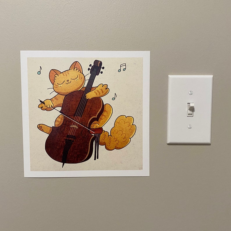 Cello Cat Print - Etsy