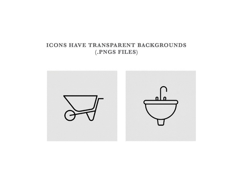 140 Interior Design Icons on Transparent Backgrounds Real - Etsy