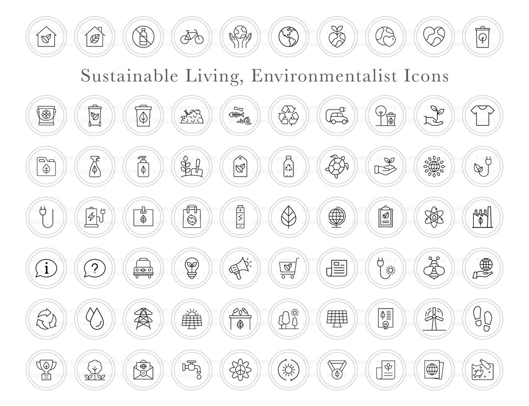 70 Sustainable Living Icons With Transparent Background | Eco-friendly ...