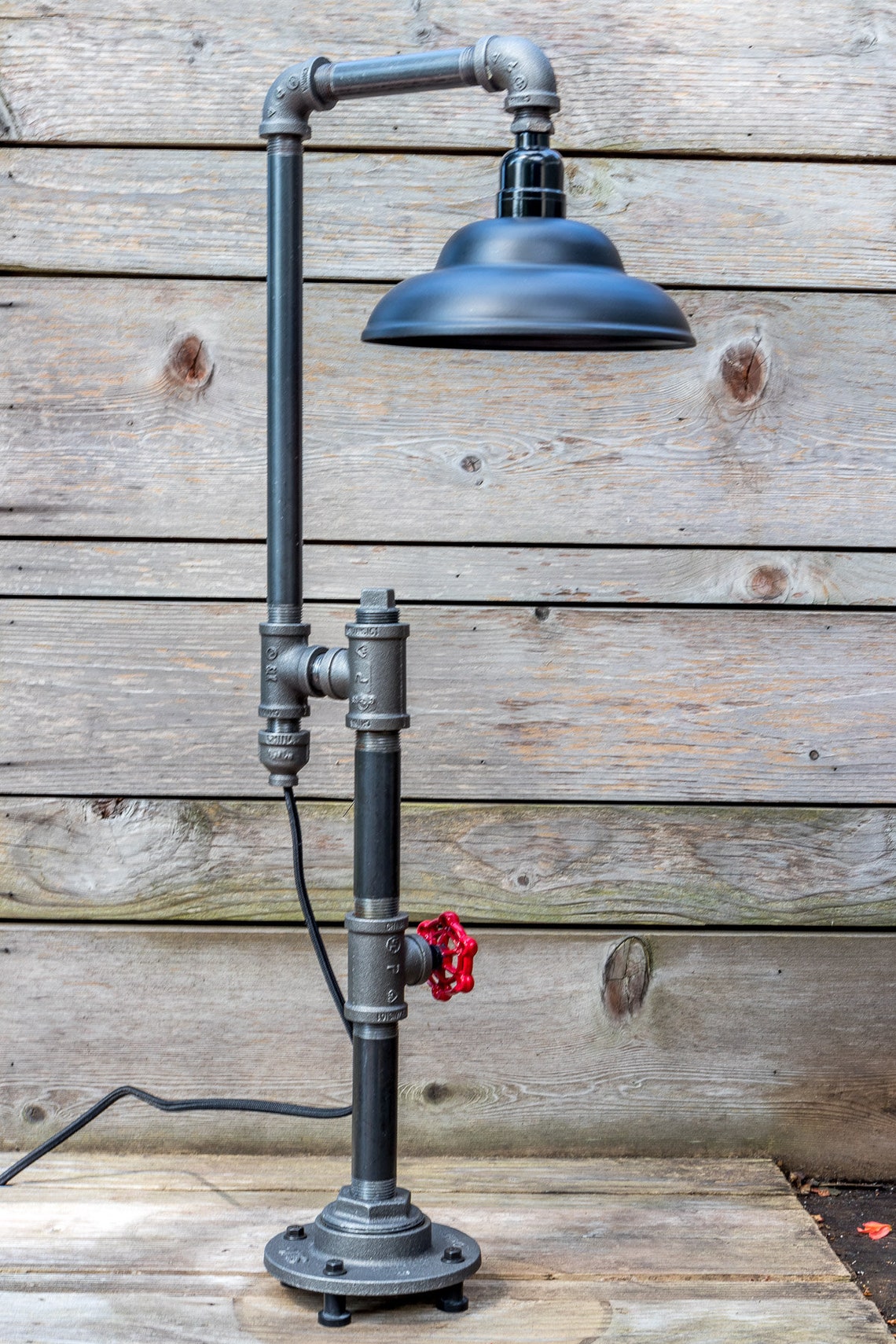 Industrial Pipe Table Lamp Edison Style Valve Handle Steampunk Vintage ...