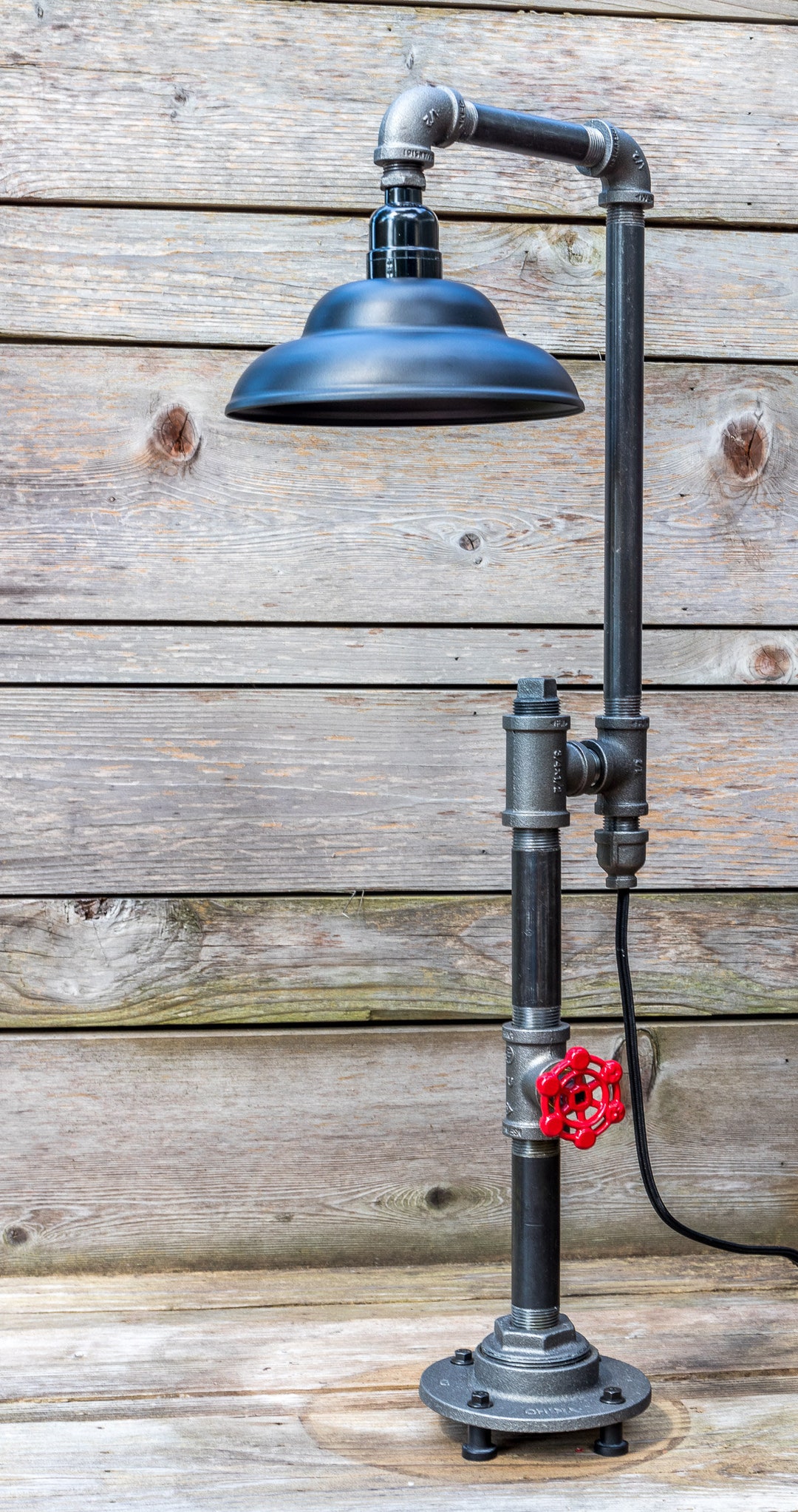 Industrial Pipe Table Lamp - Edison Style - Valve Handle - Steampunk ...