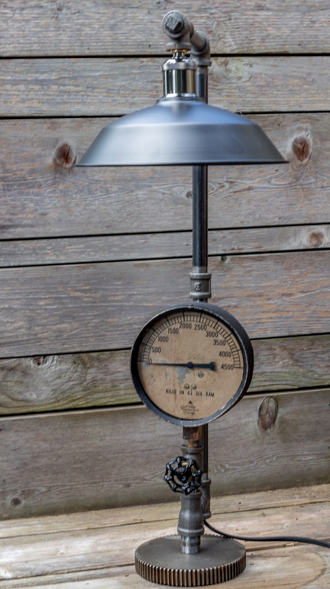 Industrial Pipe Table Lamp - Edison Style – Valve Handle - Vintage ...