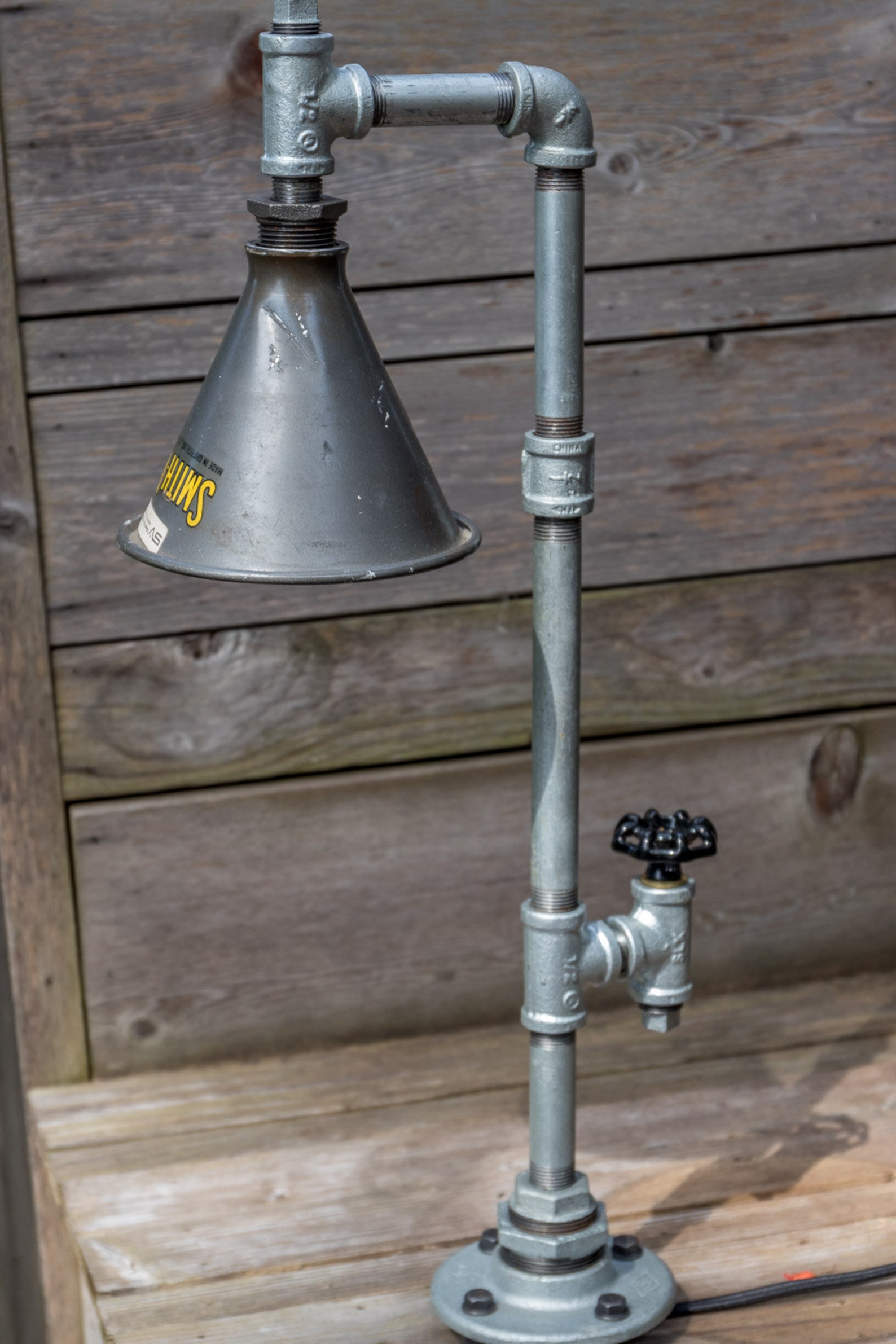 Industrial Pipe Table Lamp - Edison Style – Valve Handle - Steampunk ...