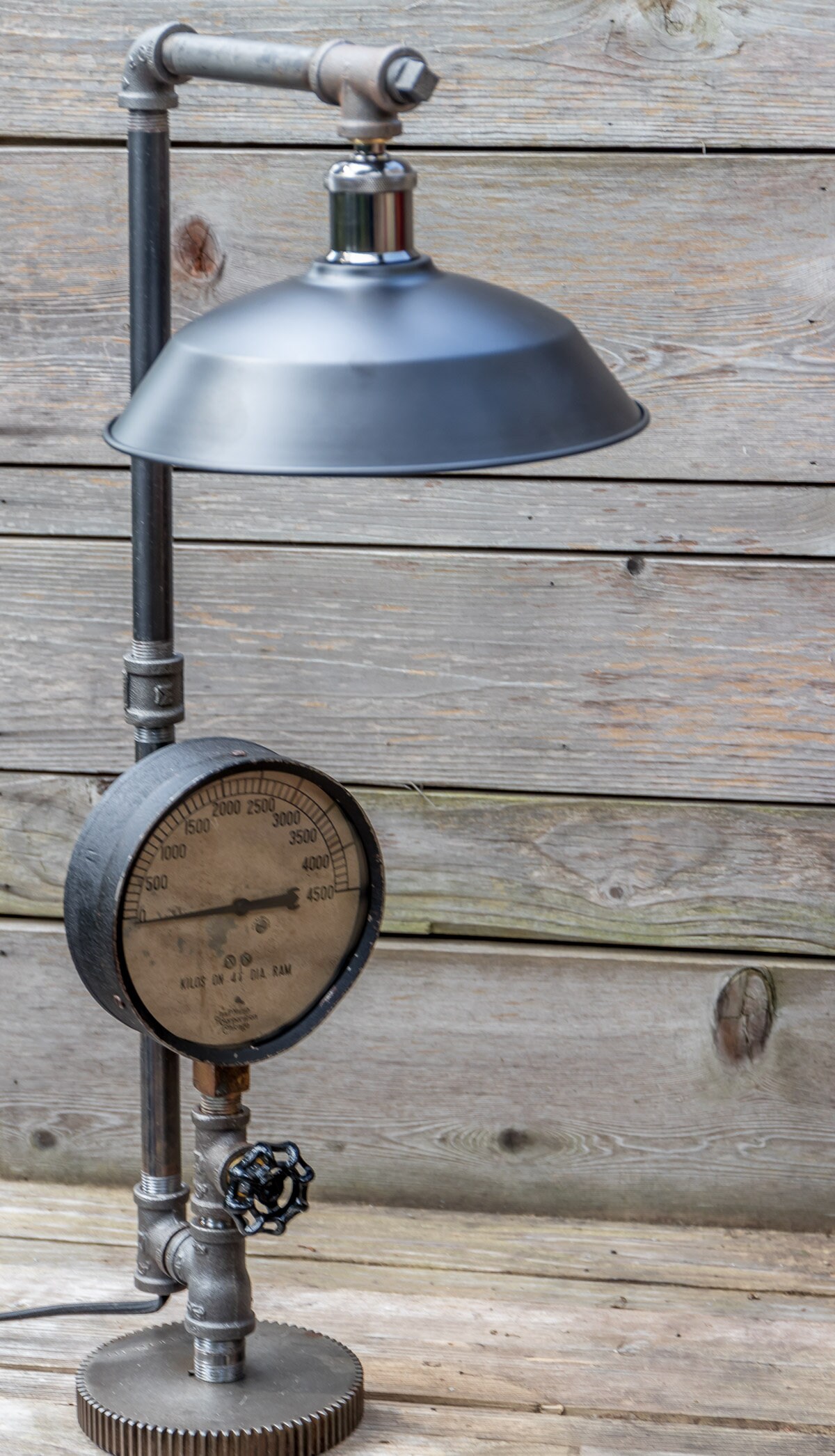 Industrial Pipe Table Lamp - Edison Style – Valve Handle - Vintage ...