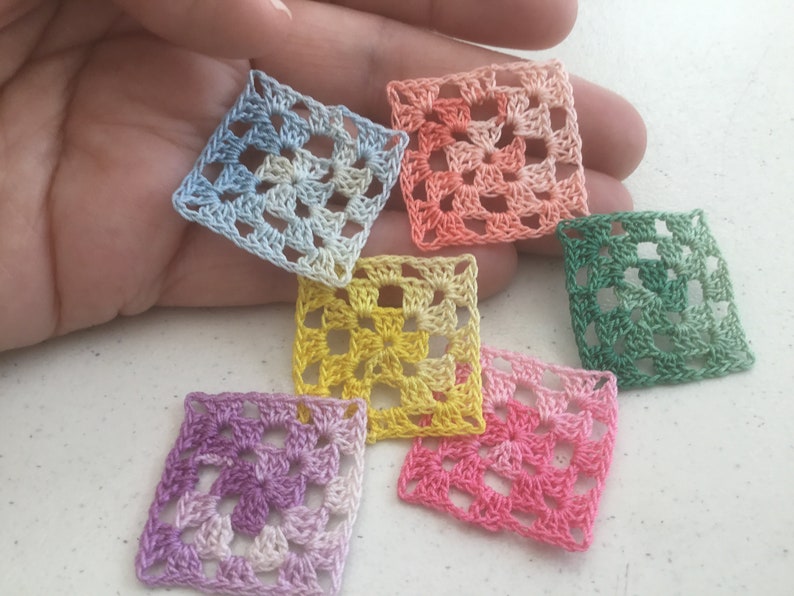 Crocheted mini granny square package of 3 | Etsy
