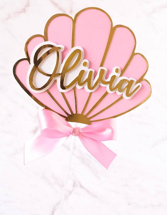 3D Mermaid Clamshell Cardstock Cake Topper With Personalised - Etsy