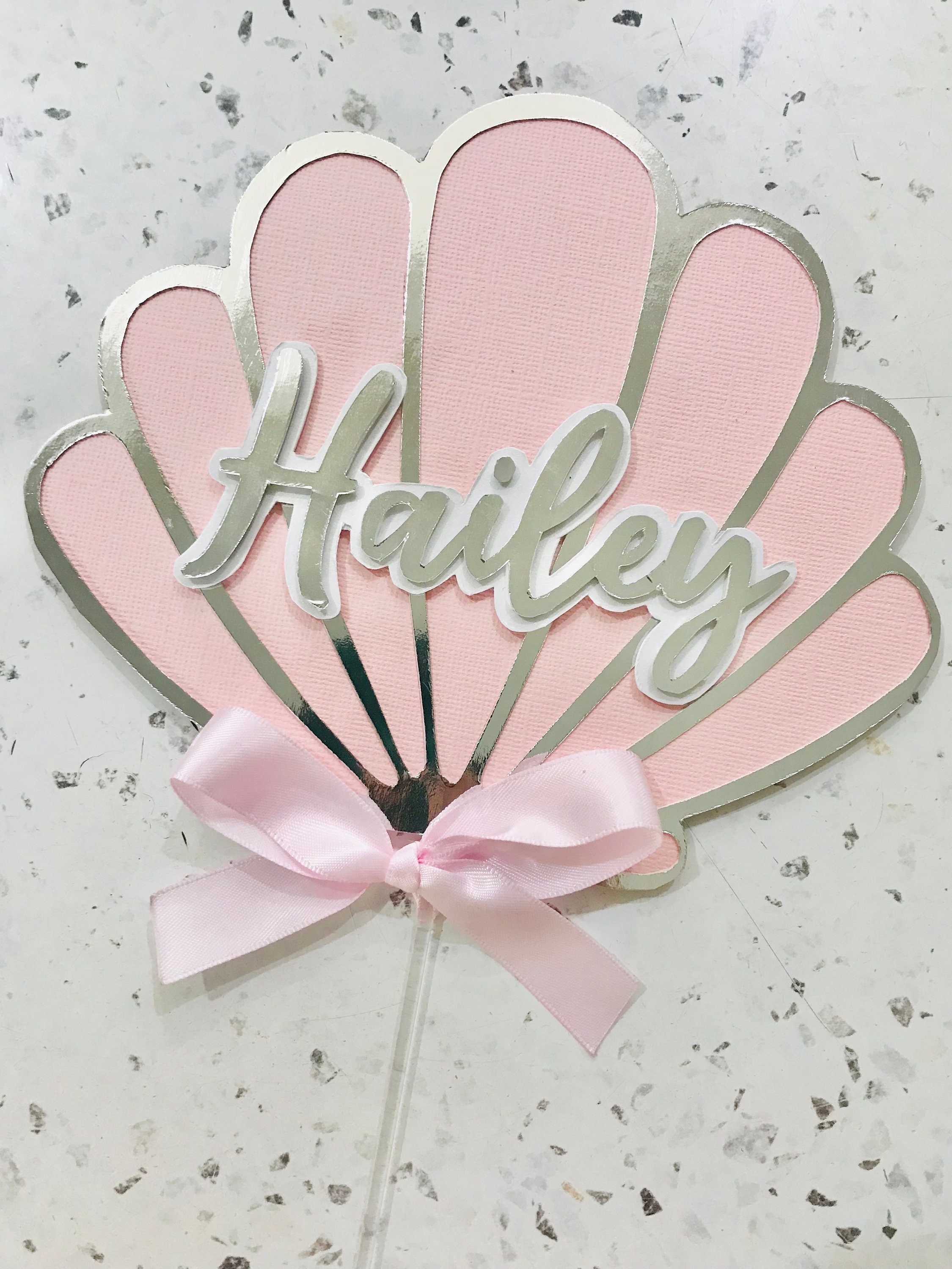 3D Mermaid Clamshell Cardstock Cake Topper With Personalised Name in ...