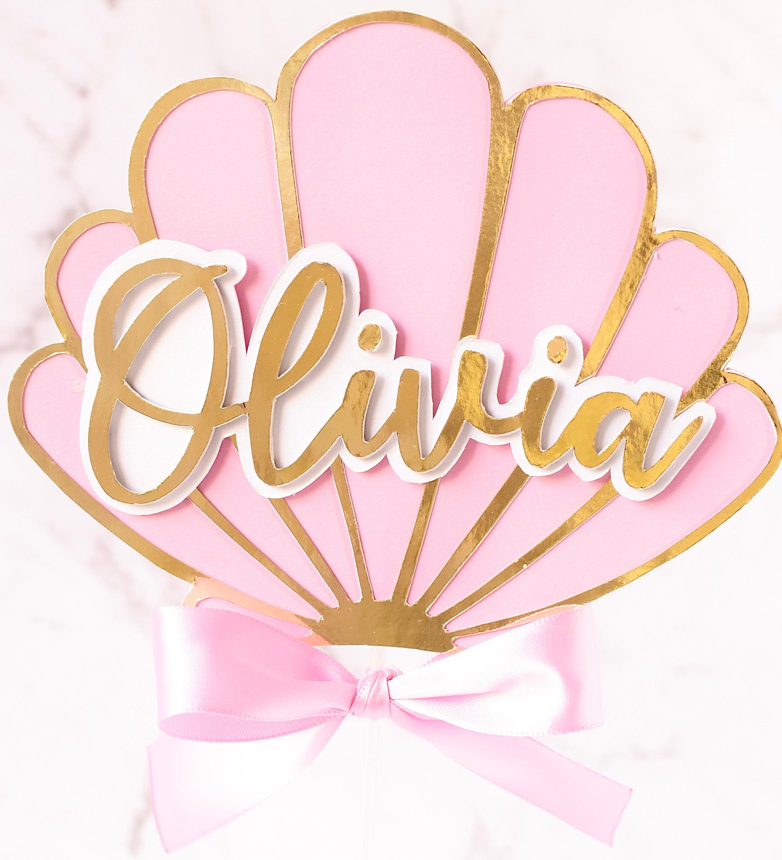 3D Mermaid Clamshell Cardstock Cake Topper With Personalised - Etsy ...