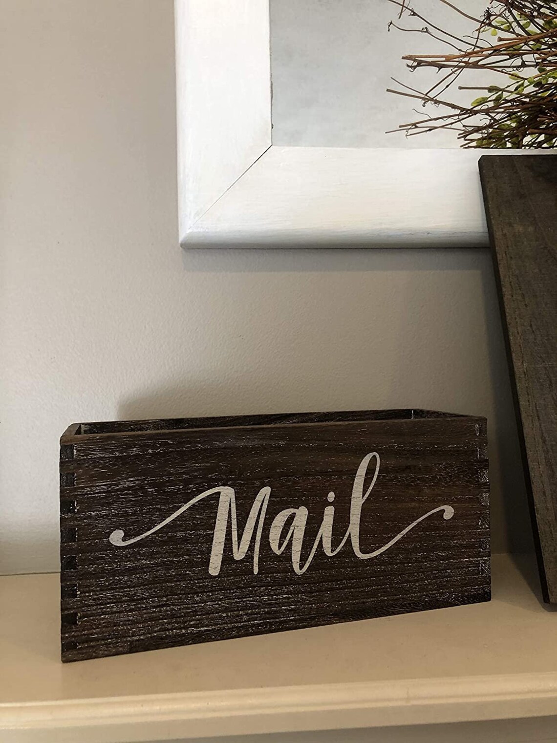 Wood "mail" Painted Table-top Organizer Box - Etsy
