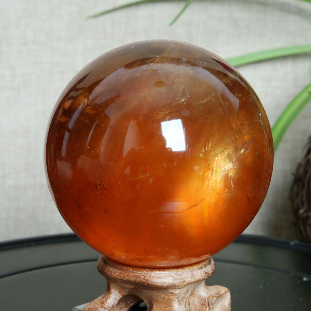 823g Natural Clear Orange Calcite Crystal Ball Gem Magic Ball - Etsy