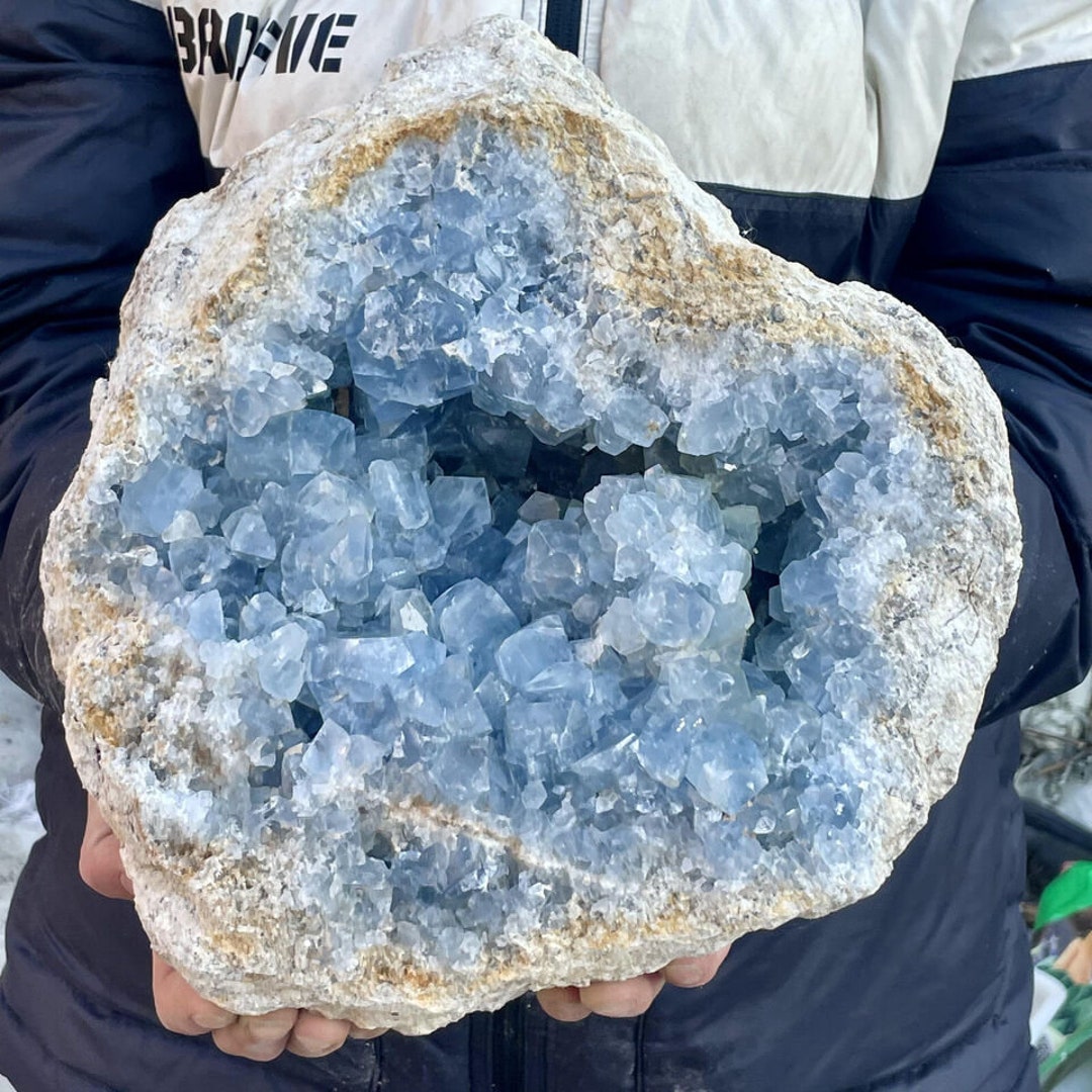 10050g Huge Natural Blue Celestite Celestine Geode Crystal Quartz ...
