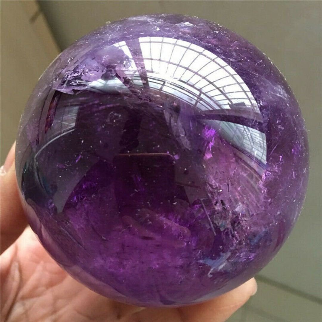 818g Natural Amethyst Sphere Quartz Crystal Ball Healing 83mm - Etsy