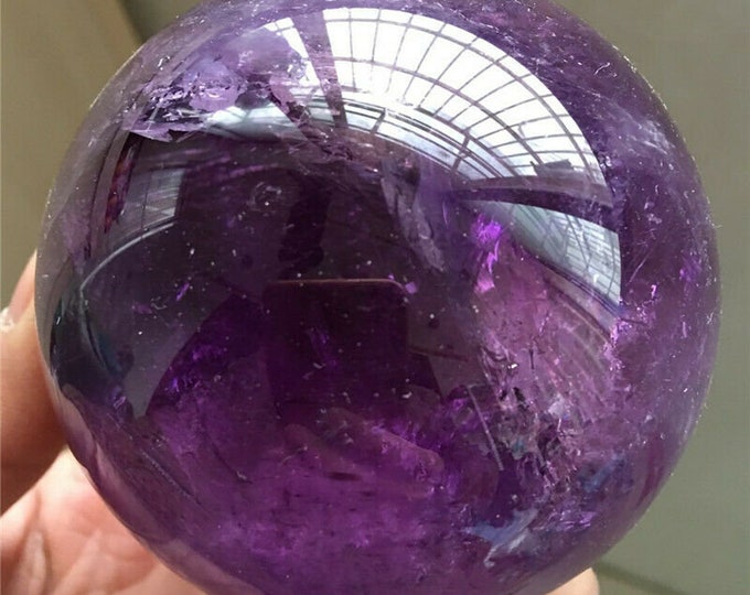 818g Natural Amethyst Sphere Quartz Crystal Ball Healing 83mm - Etsy