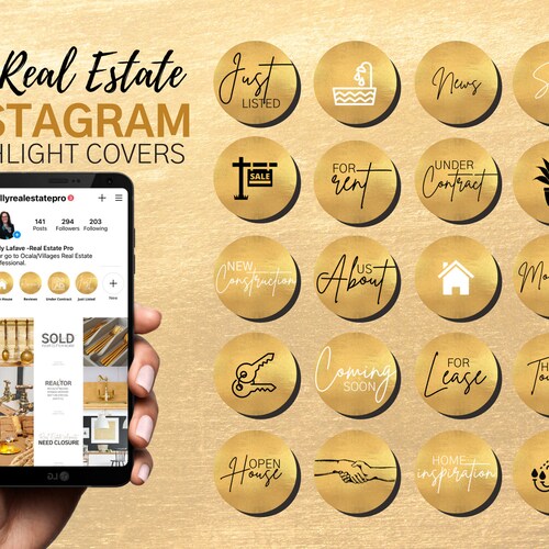 80 Rose Gold Real Estate Instagram Highlights 80 Realtor - Etsy