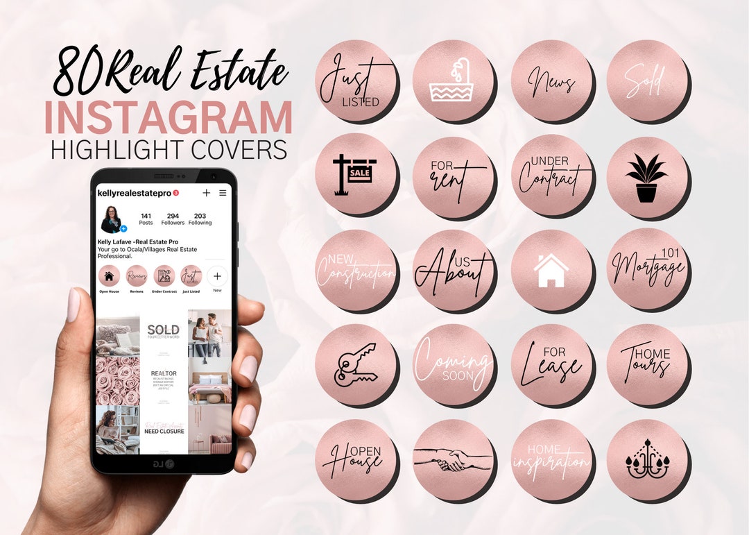 80 Rose Gold Real Estate Instagram Highlights 80 Realtor Social Media ...