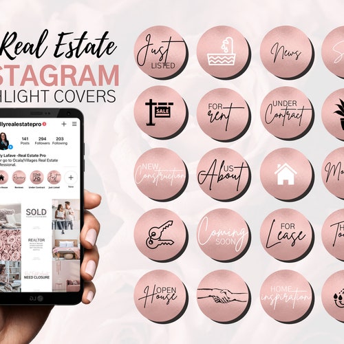 80 Rose Gold Real Estate Instagram Highlights 80 Realtor - Etsy