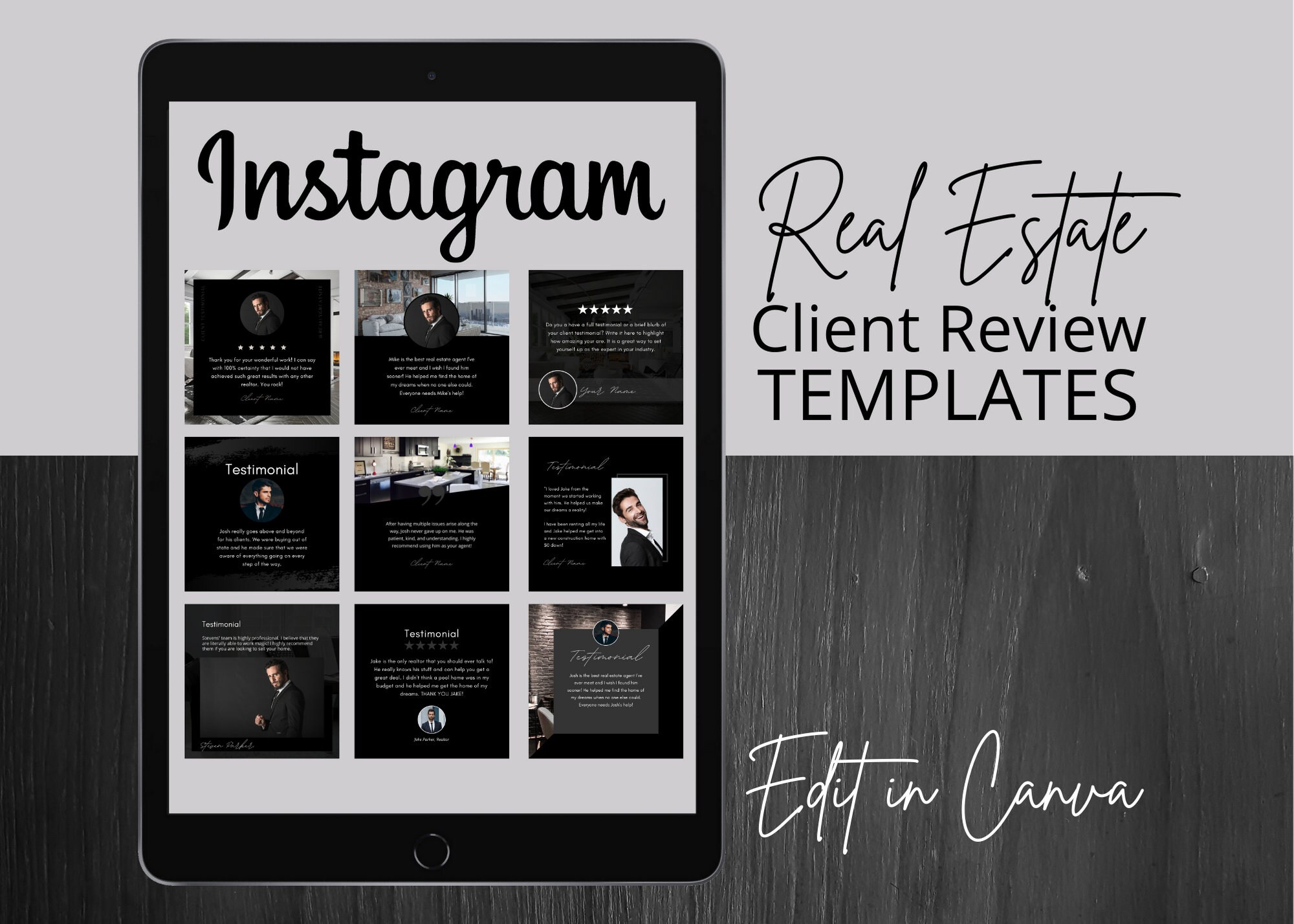15 Real Estate Client Review Templates Dark Templates | Etsy