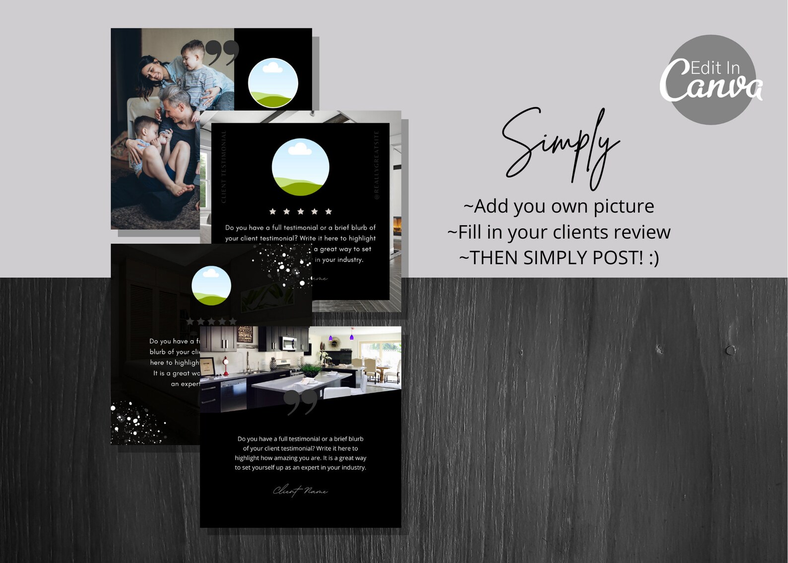 15 Real Estate Client Review Templates Dark Templates | Etsy