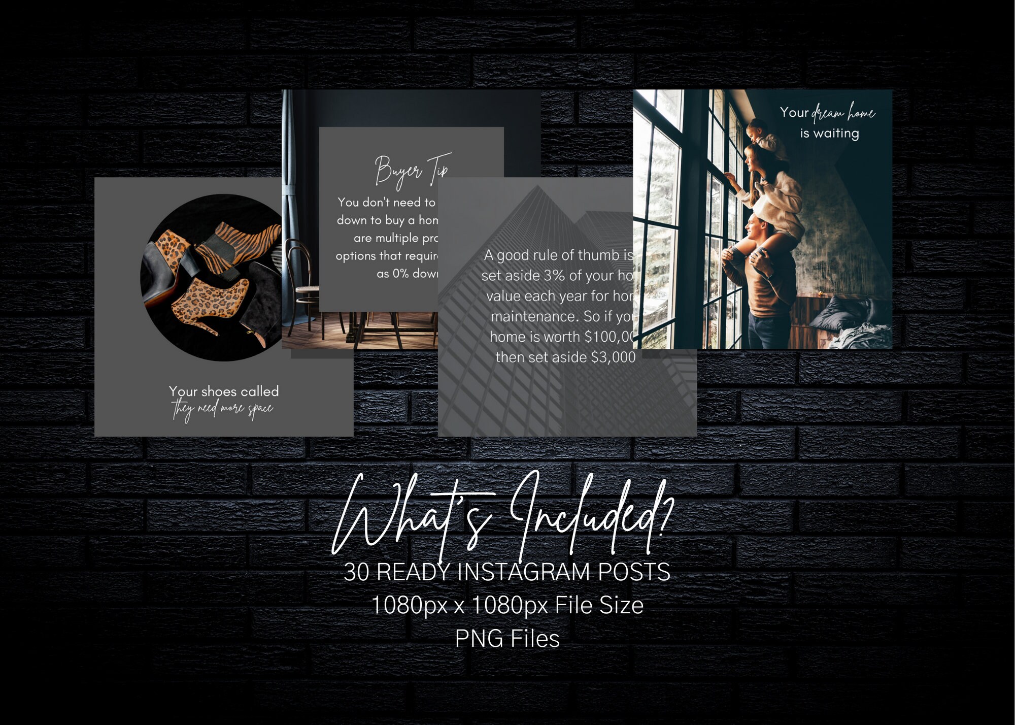 30 FUNNY Real Estate Instagram Posts VOLUME 2 Dark Theme Templates ...