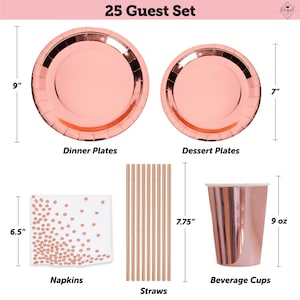 225PC Rose Gold Birthday Party Decorations Kit for Girls, Teens, Women ...