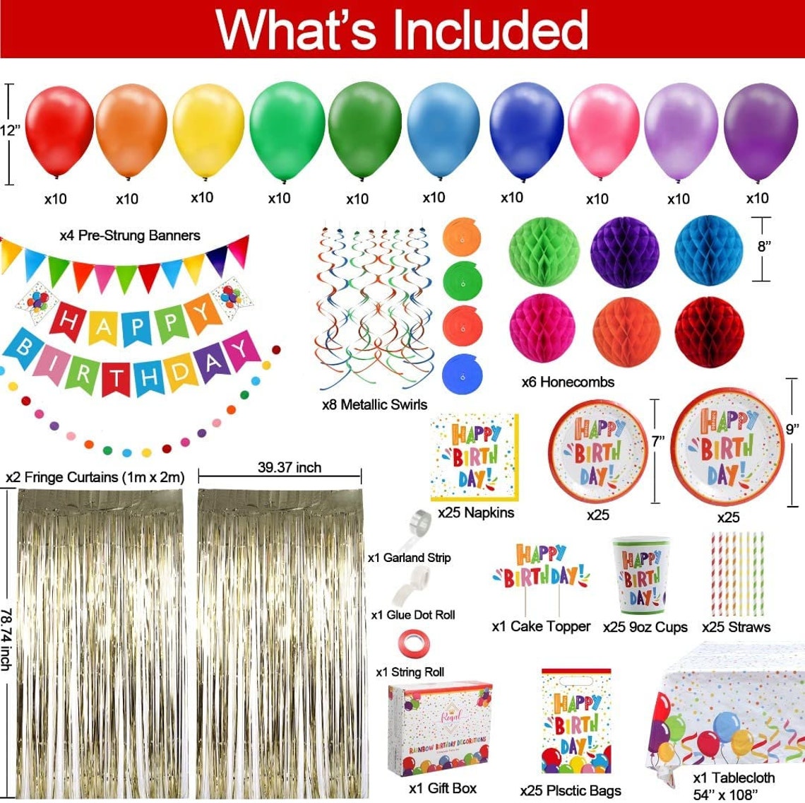 275PC Colorful Birthday Party Decorations for Boy Girl - Etsy