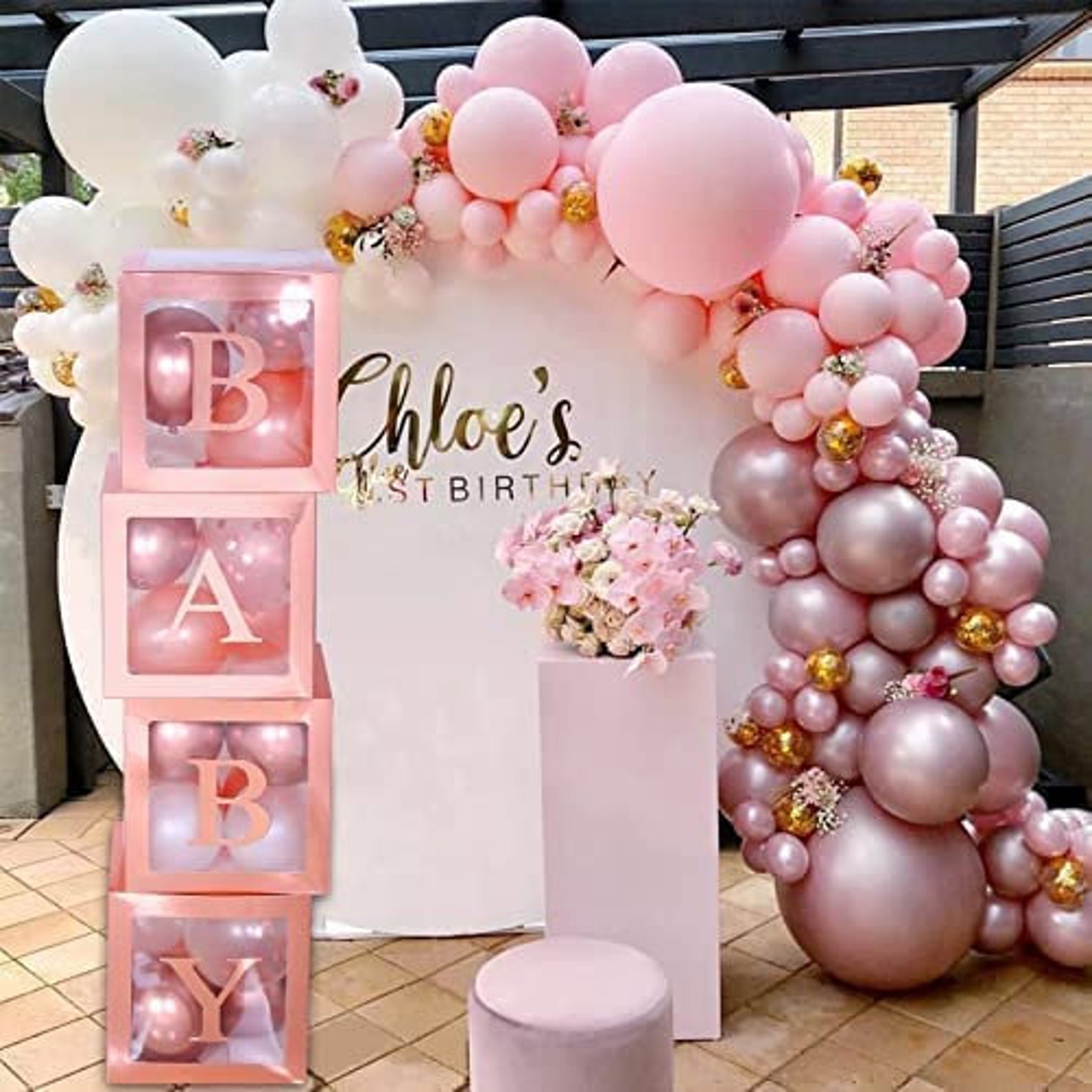 82PCS Rose Gold Baby Shower Decorations for Girl Kit - Jumbo ...