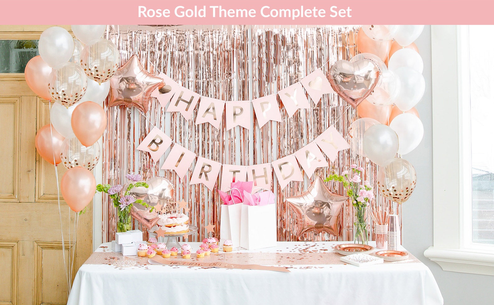225PC Rose Gold Birthday Party Decorations Kit for Girls | Etsy