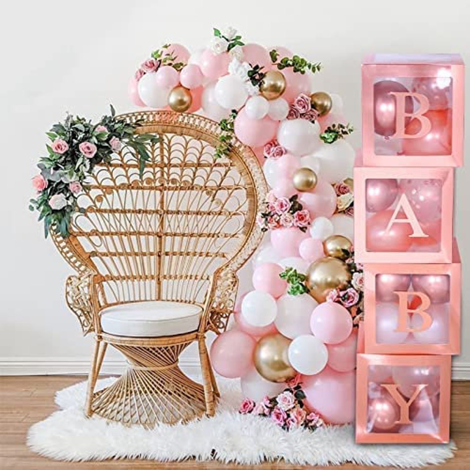82PCS Rose Gold Baby Shower Decorations for Girl Kit - Jumbo ...