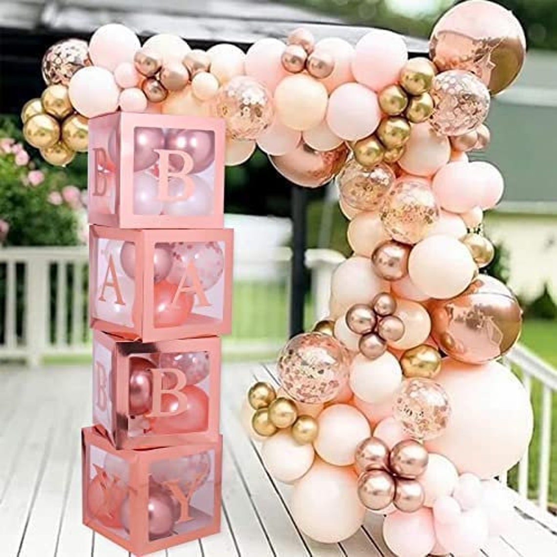 82PCS Rose Gold Baby Shower Decorations for Girl Kit - Jumbo ...