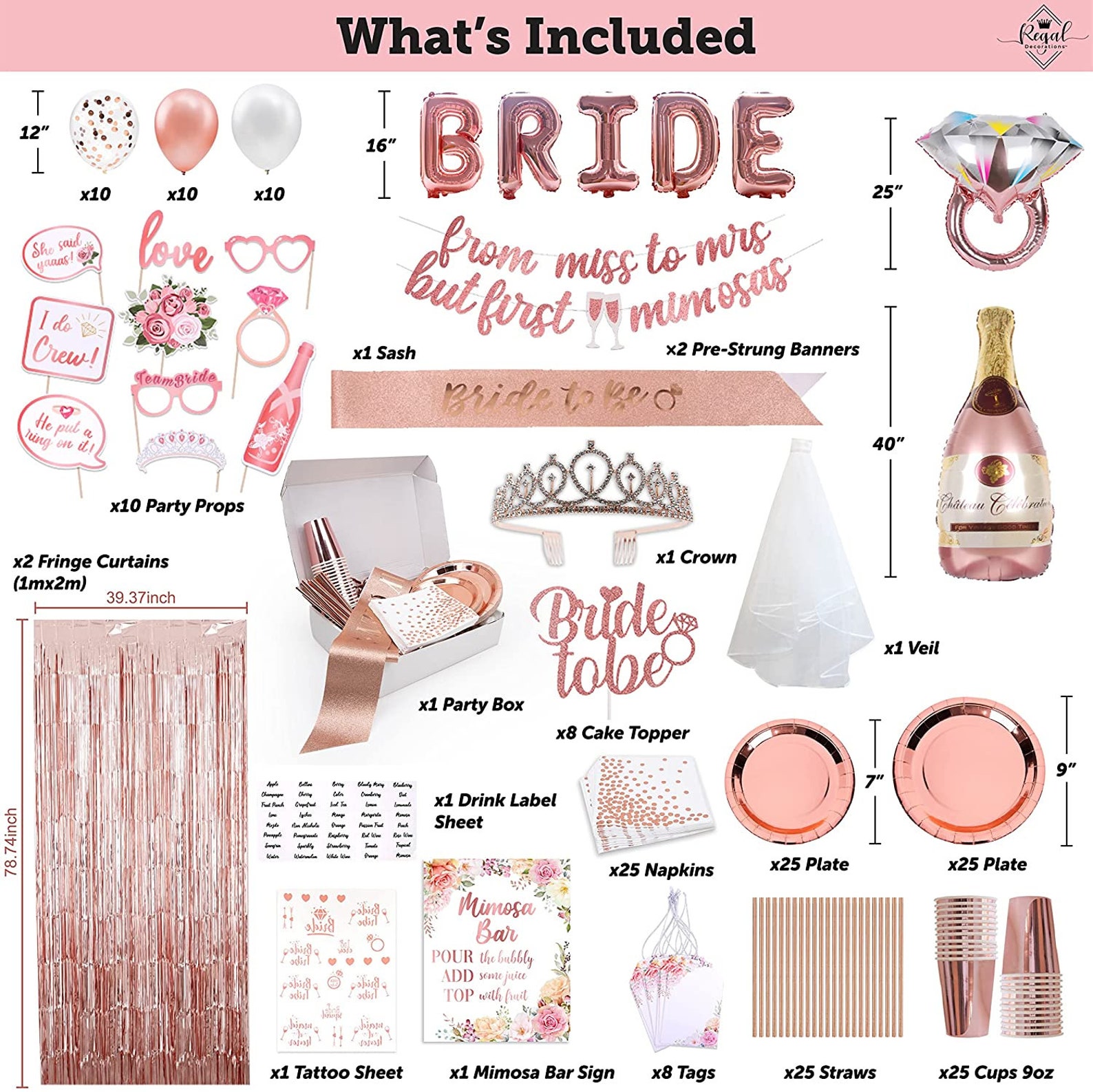 Rose Gold Bridal Shower & Bachelorette Party Kit - Etsy