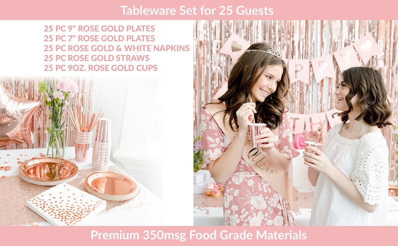 225PC Rose Gold Birthday Party Decorations Kit for Girls - Etsy