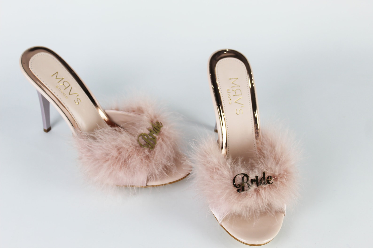 Personalized Pink or White Feather Satin Slippers for Women. Bride ...
