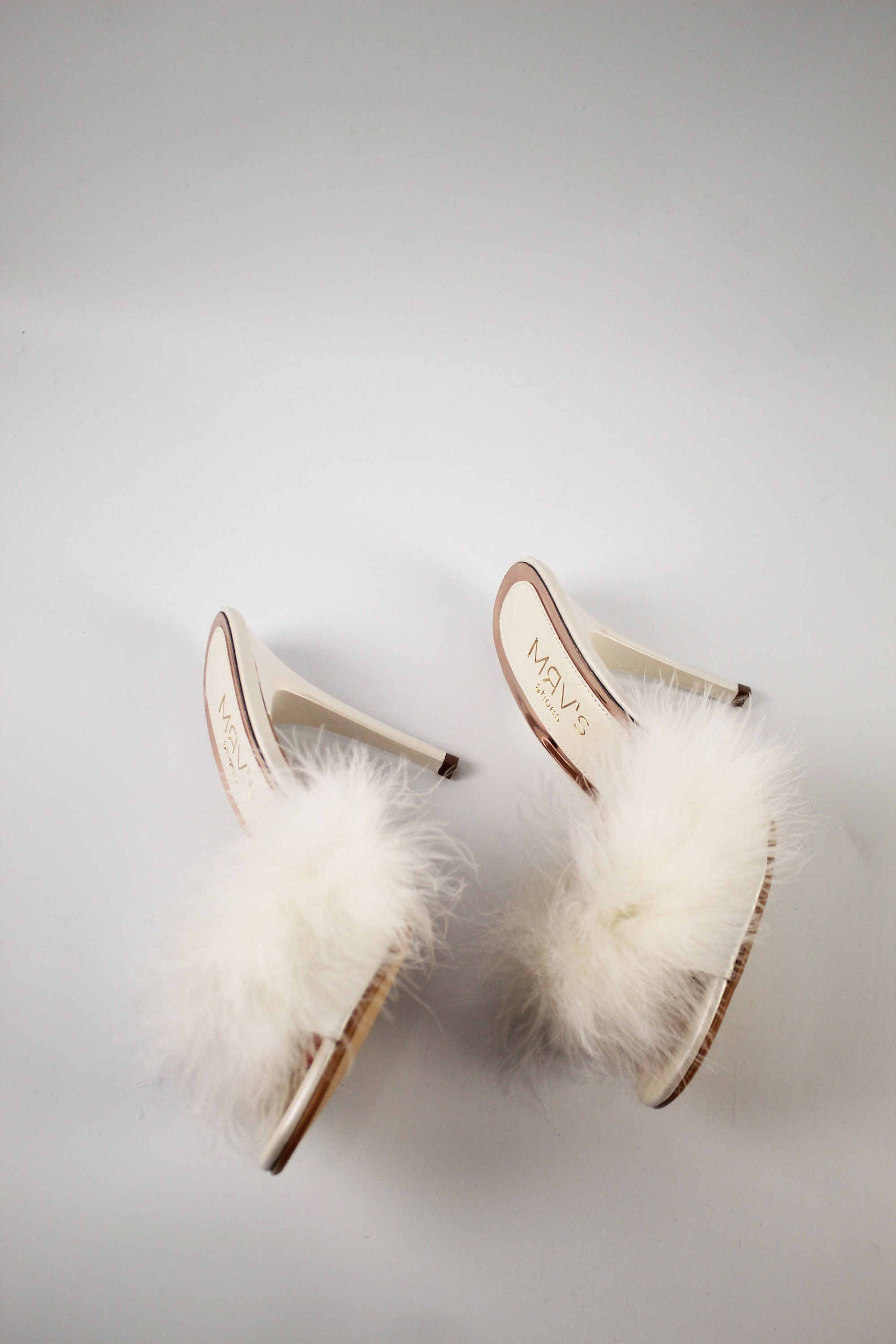 Pink or White Feather Satin Slippers for Women. Bride | Etsy