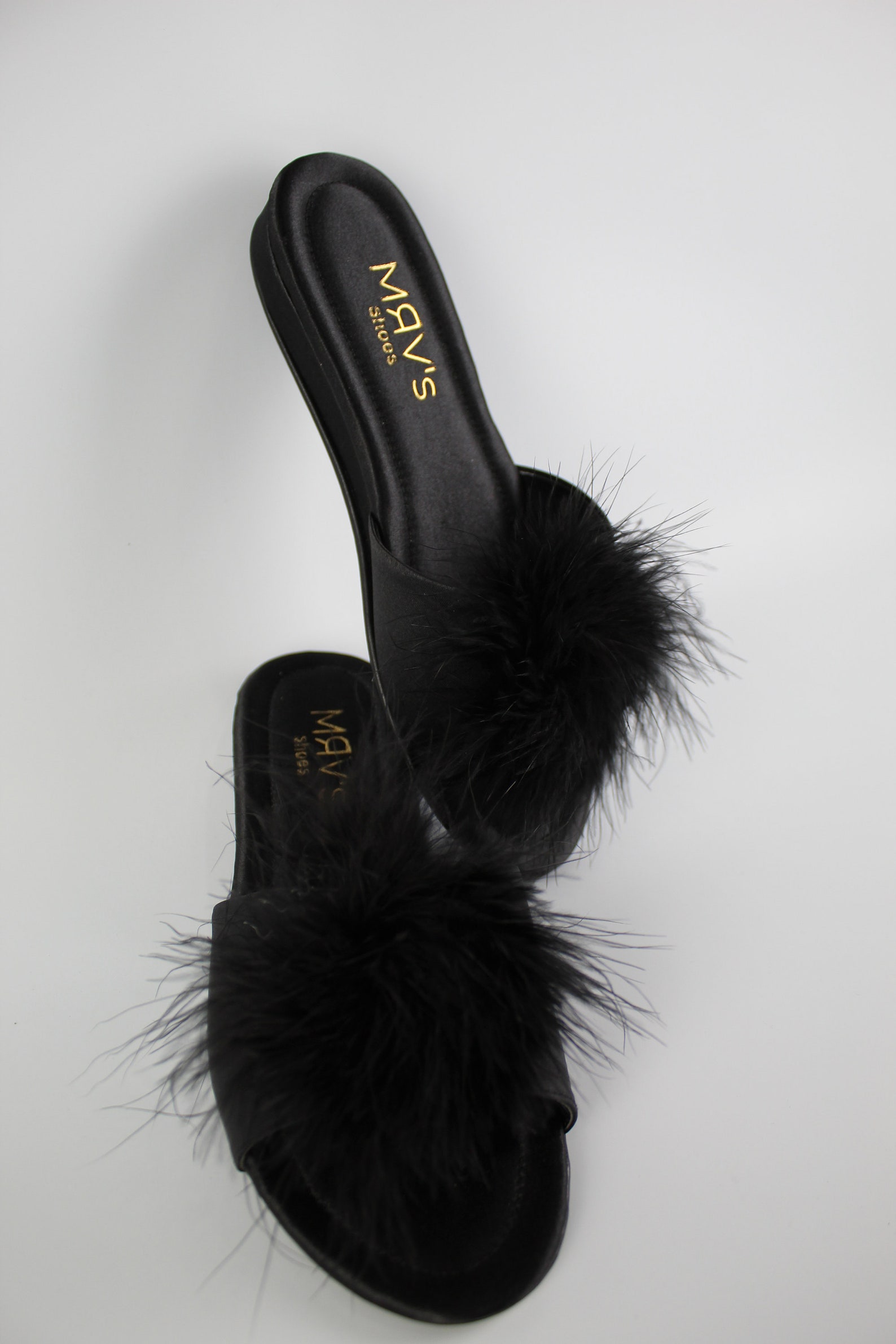 Personalized White Feather Satin Slippers for Bride Women. - Etsy