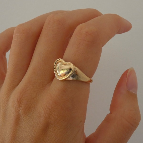 Gold Heart Ring - Etsy